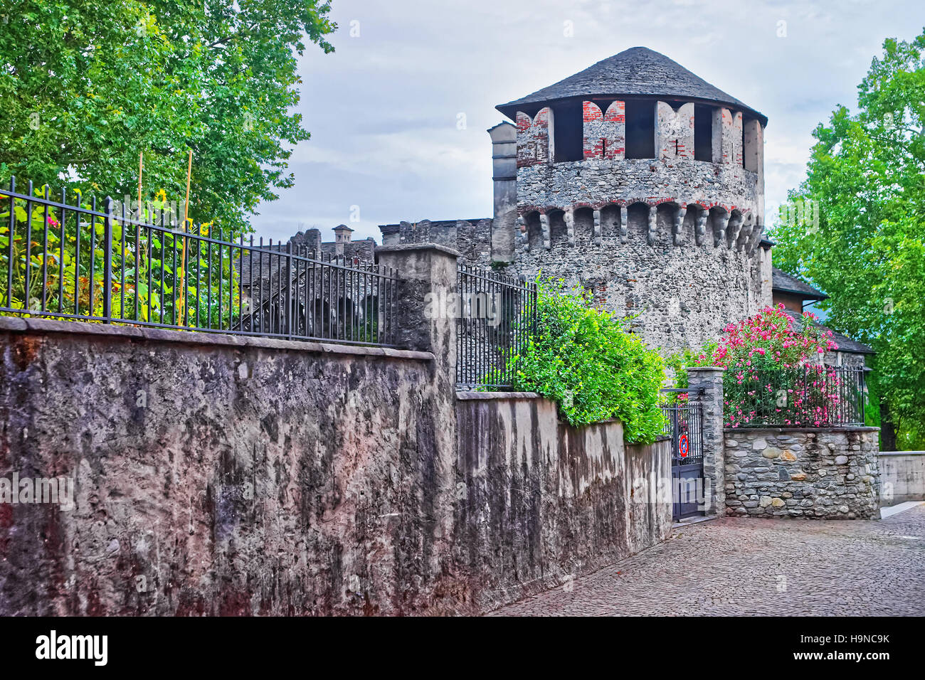 Visconteo Castle in the city center of luxurious resort Locarno of ...