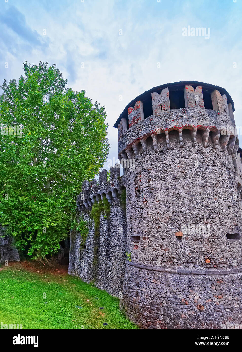 Visconteo Castle at the city center of luxurious resort Locarno of ...