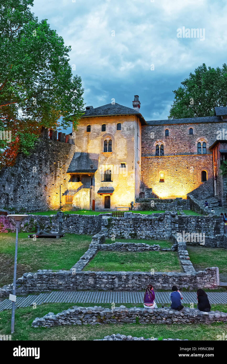 Visconteo Castle at the city center of luxurious resort Locarno, Ticino ...