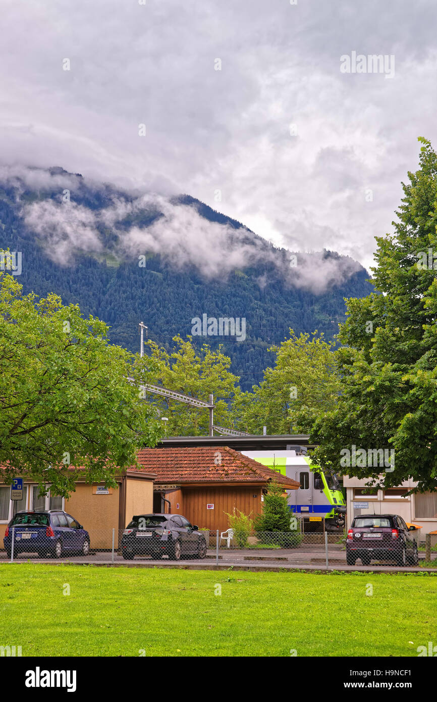 Boltigen, Switzerland - August 25, 2013: Railway station in Interlaken ...