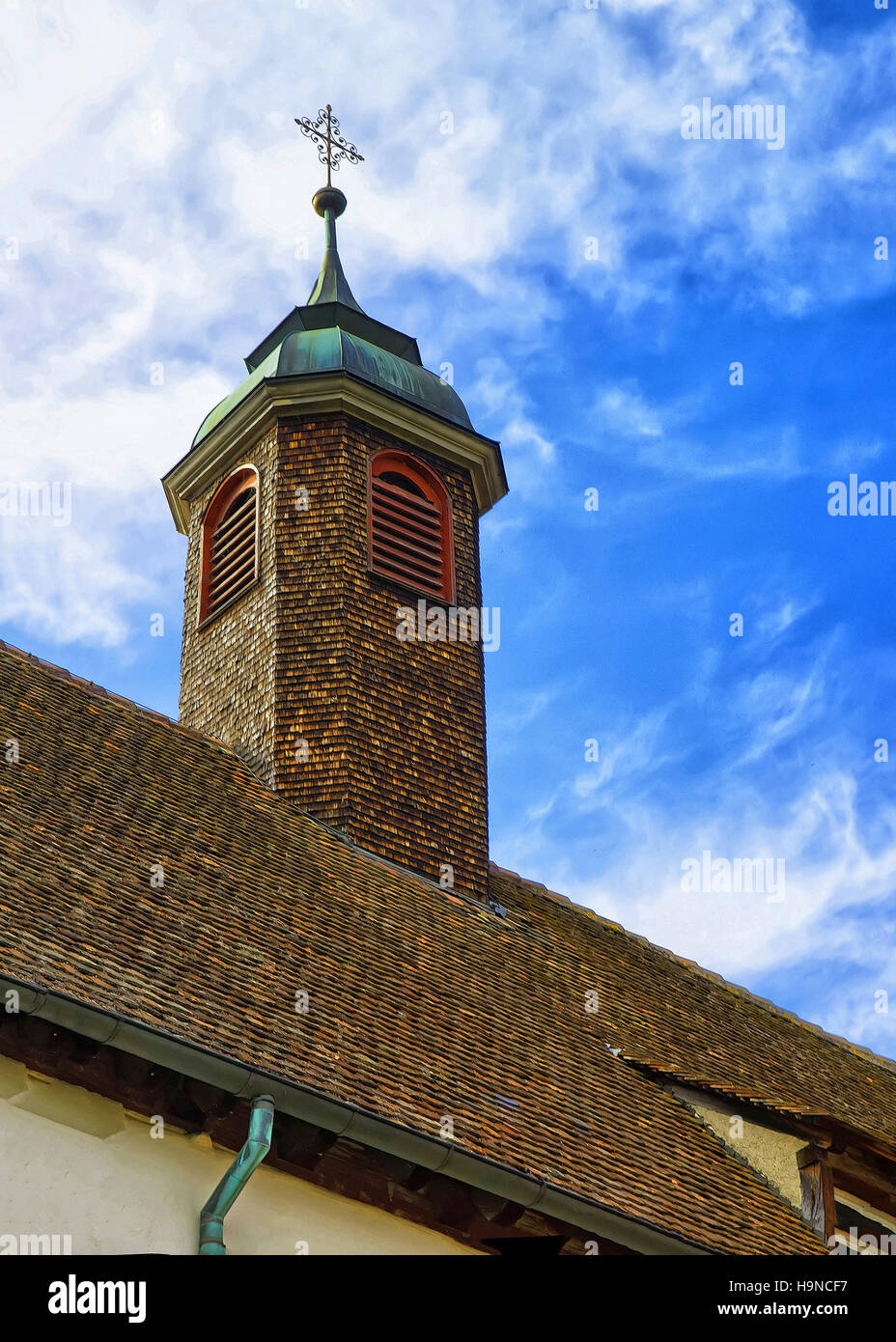 Tower of Benedictine Church of St Mary and Mark in Reichenau Island on ...