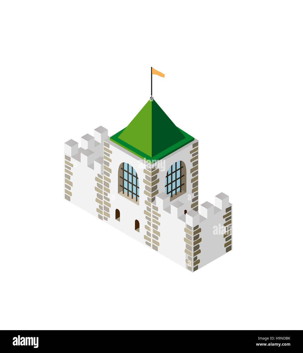 Fortress protection guard isometric projection of building architecture ...