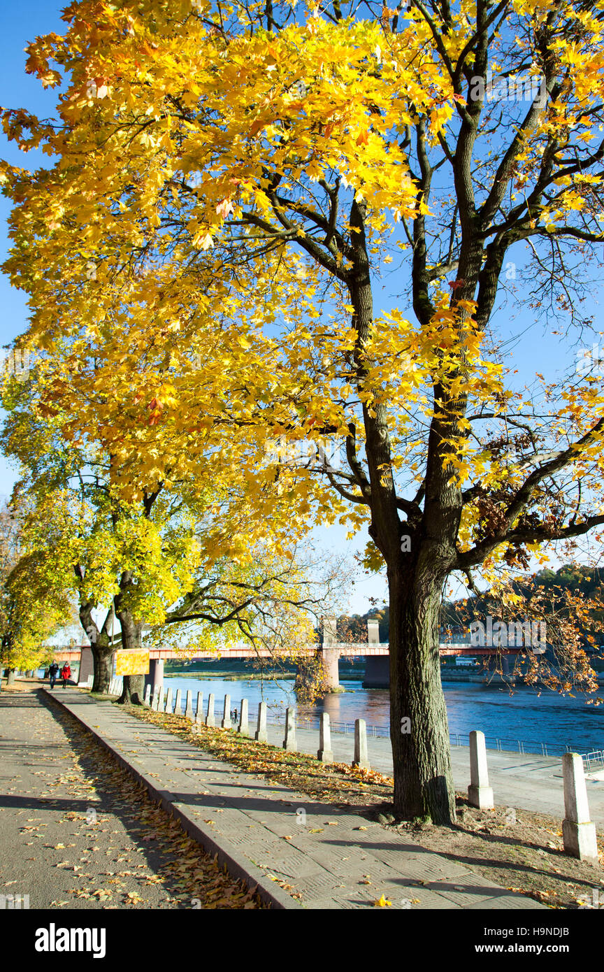 Colorful embankment in early Autumn in Kaunas city (Lithuania Stock ...