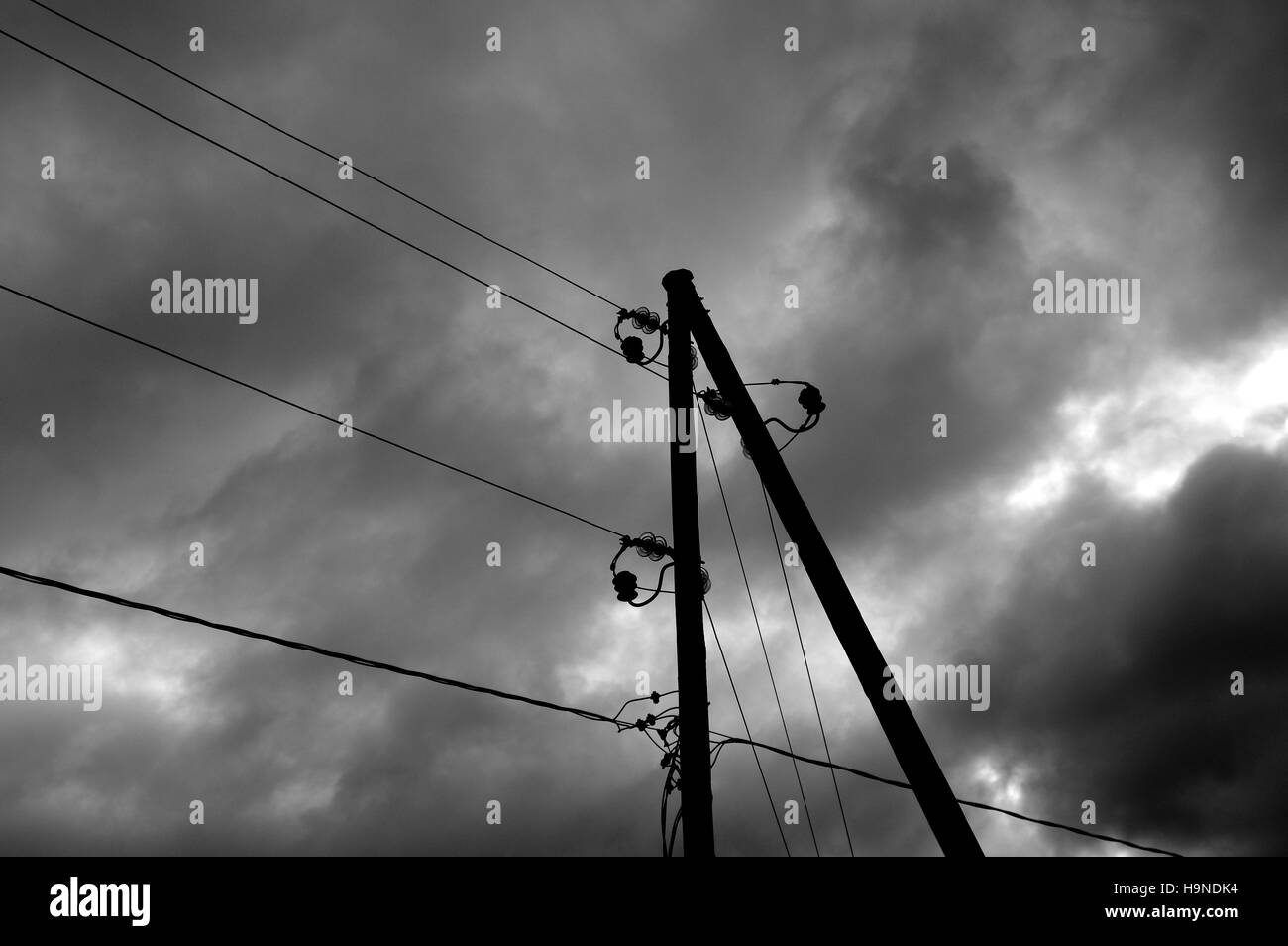Powerline wires Black and White Stock Photos & Images - Alamy
