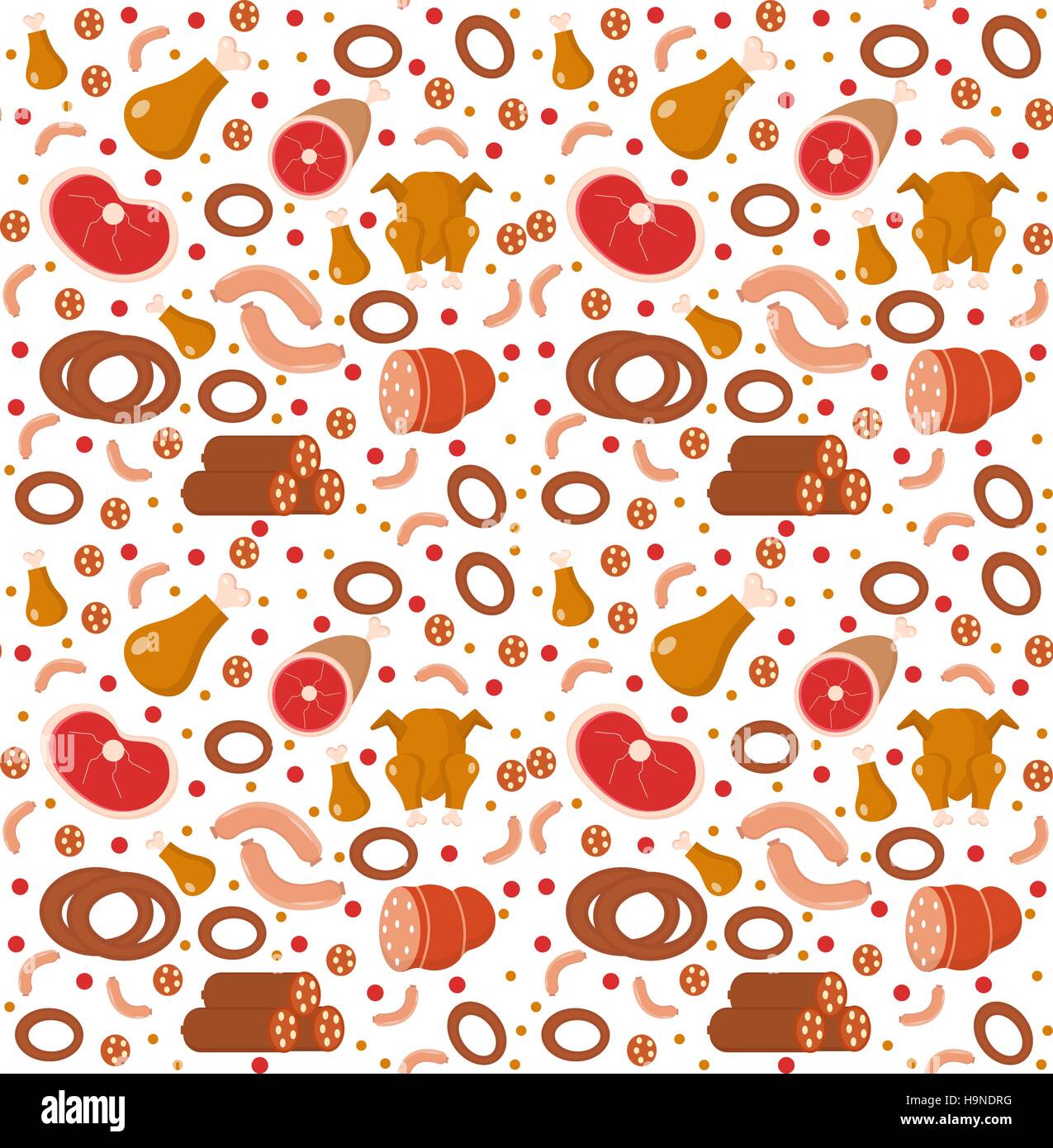 Meat products seamless pattern, flat style. Meats and sausage endless ...