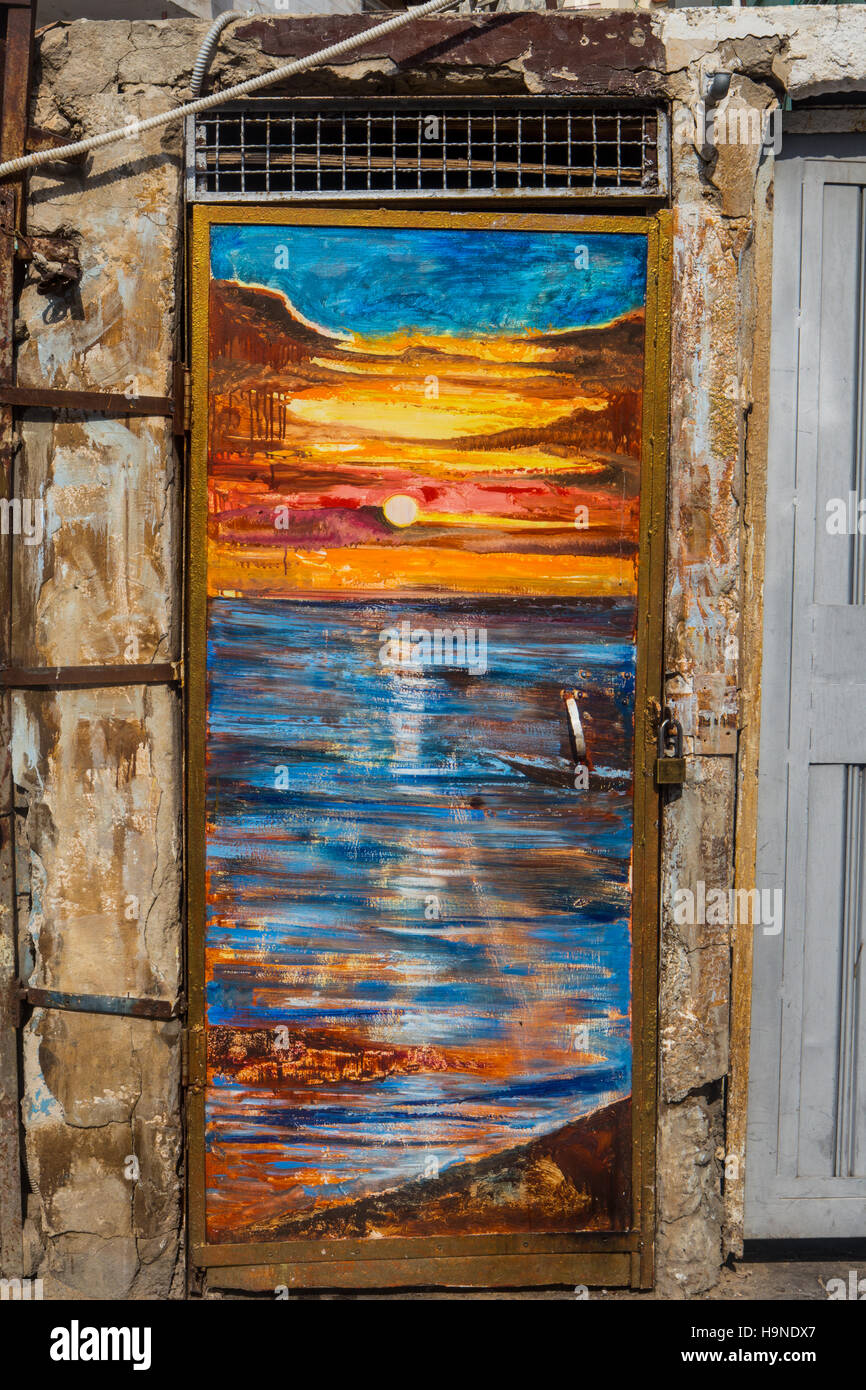 door with sunset painting Stock Photo - Alamy