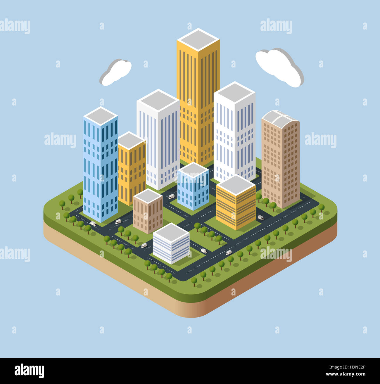 Skyscrapers and buildings in an isometric view Stock Photo - Alamy