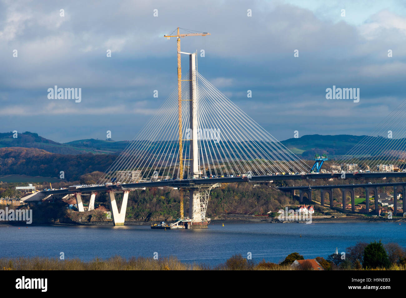 The Old and New Forth Road Bridges at Queensferry near Edinburgh Firth ...