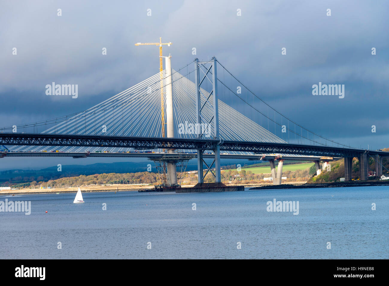 The Old and New Forth Road Bridges at Queensferry near Edinburgh Firth ...