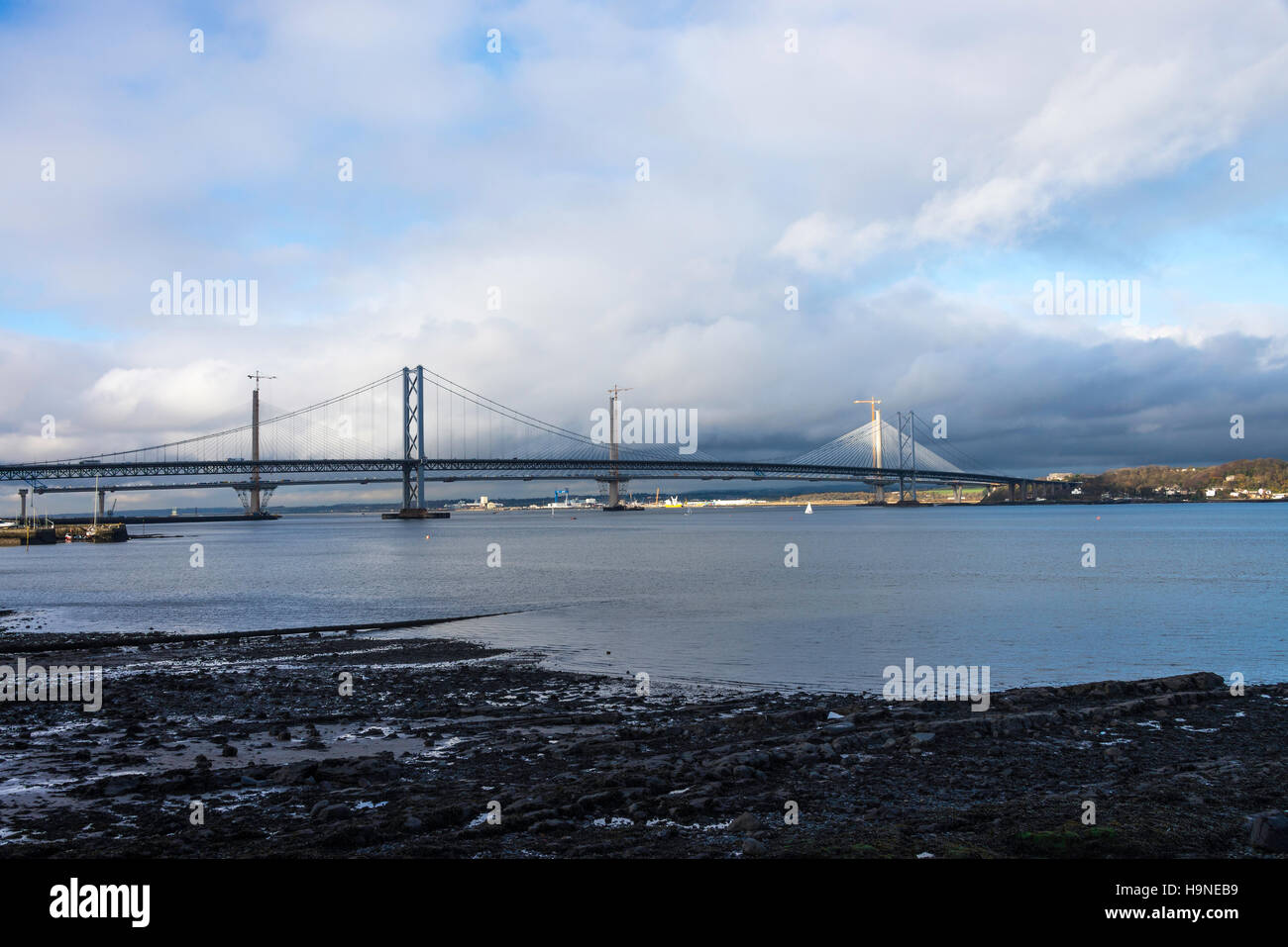 The Old and New Forth Road Bridges at Queensferry near Edinburgh Firth ...