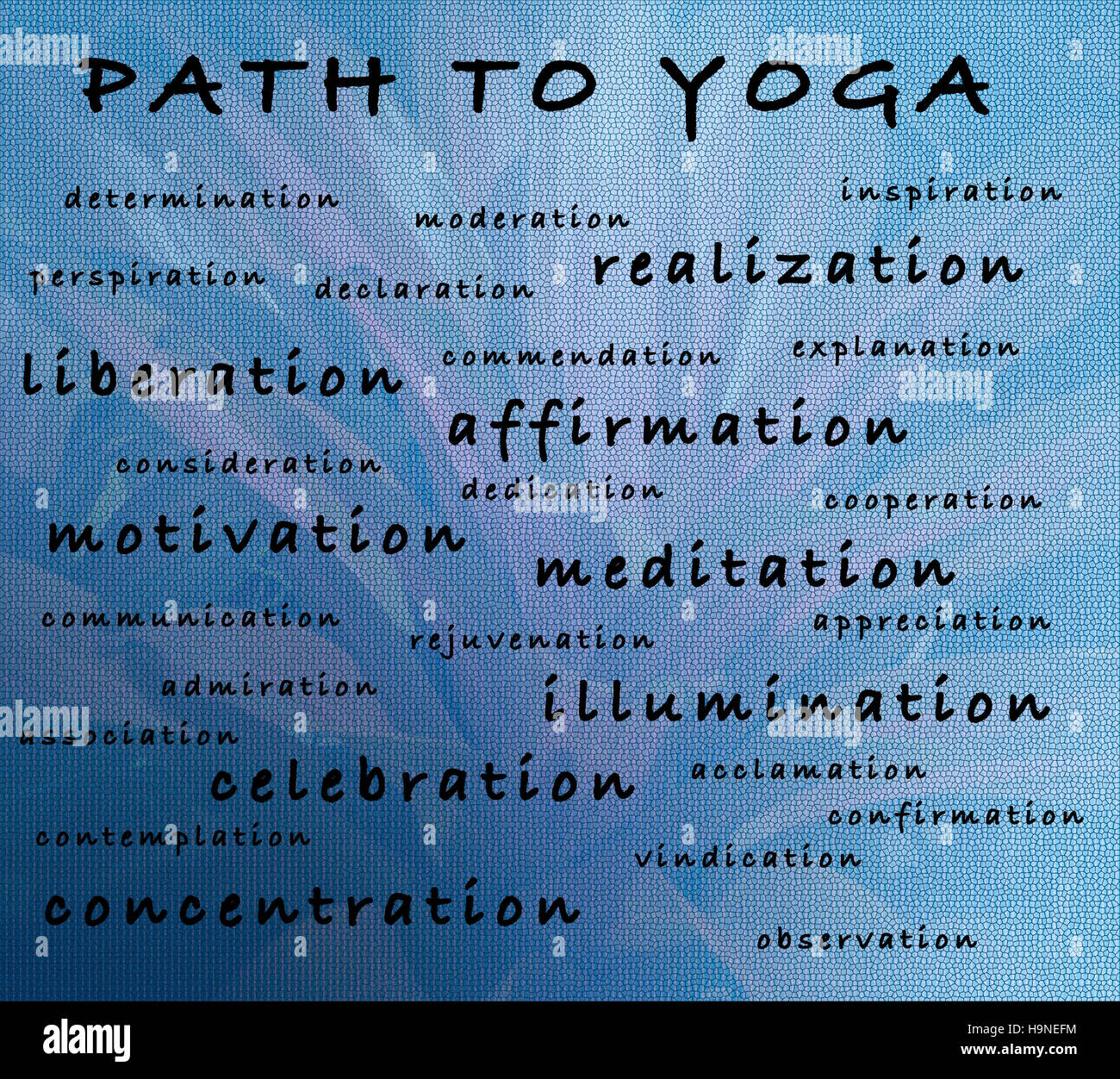 Benefits of yoga in text Stock Photo - Alamy
