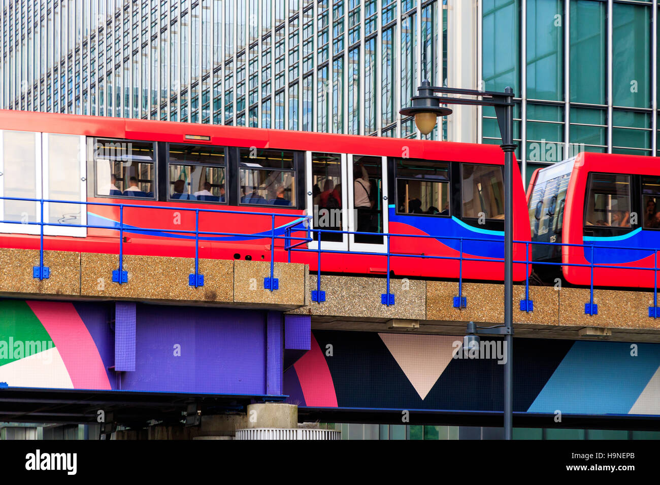 Docklands Light Railway in Canary Wharf Stock Photo - Alamy