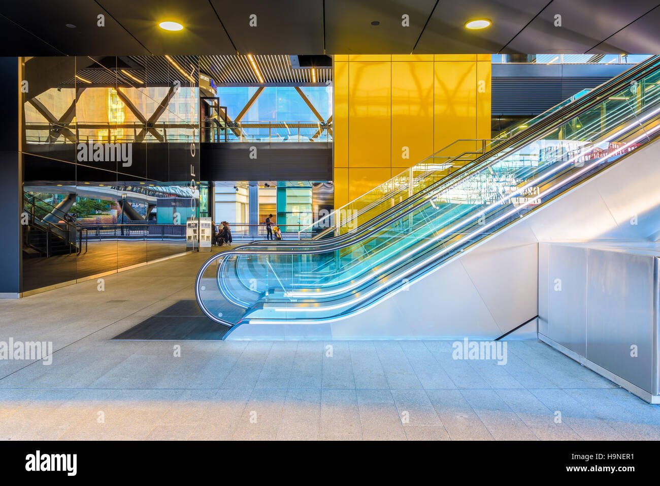 London, UK - September 21, 2016 - Escalator to the Crossrail station in ...