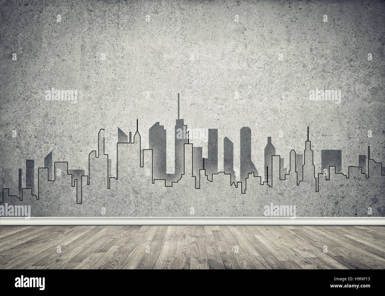 City design on wall Stock Photo - Alamy