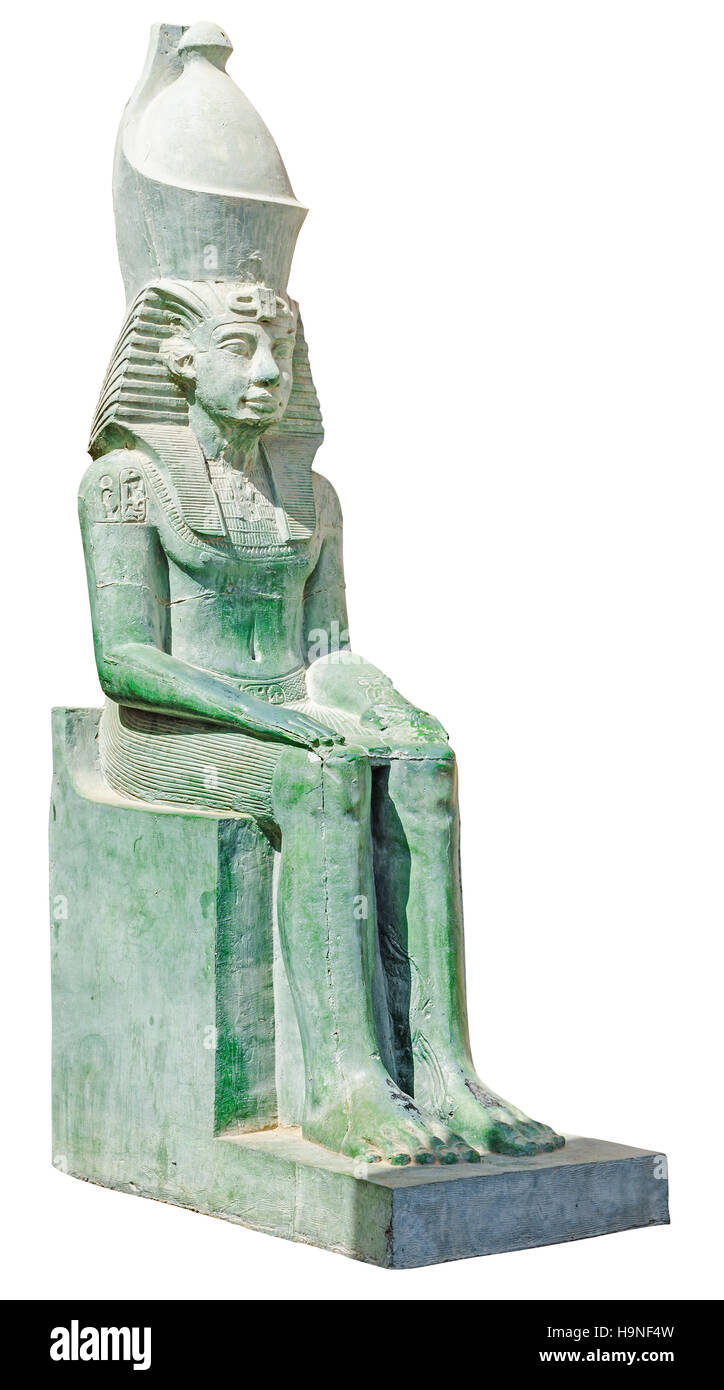 Praying ancient egypt statue of king Amenemhet isolated on white ...