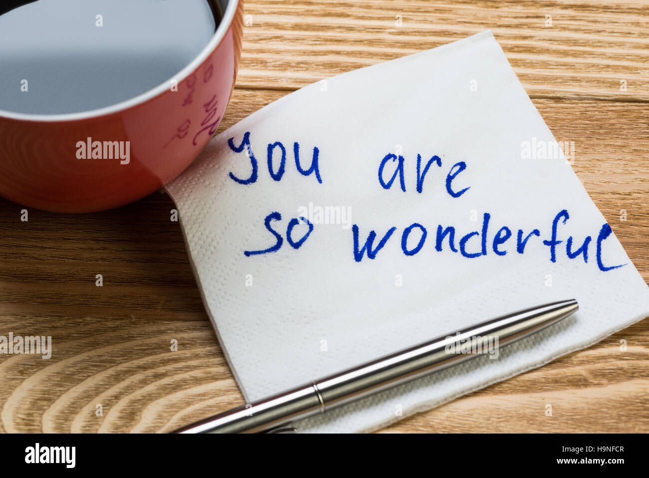 Romantic message written on napkin Stock Photo - Alamy