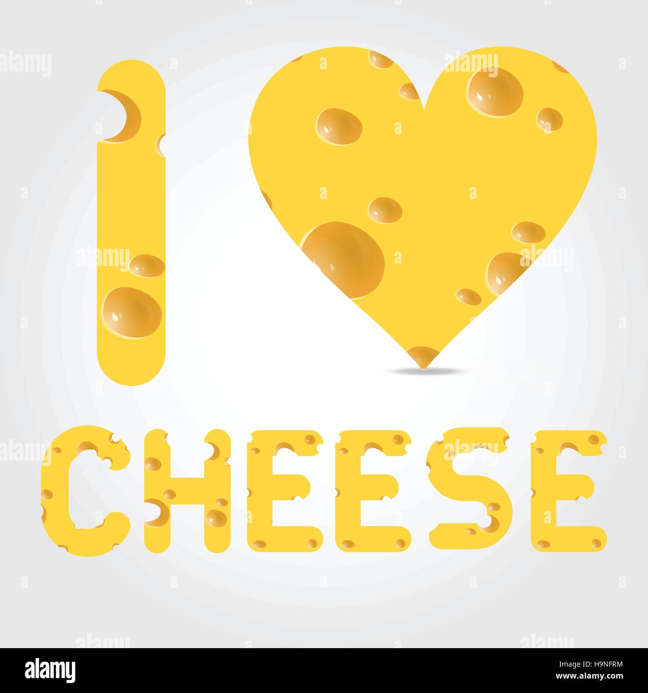 Vector illustration i love cheese on light background Stock Vector ...