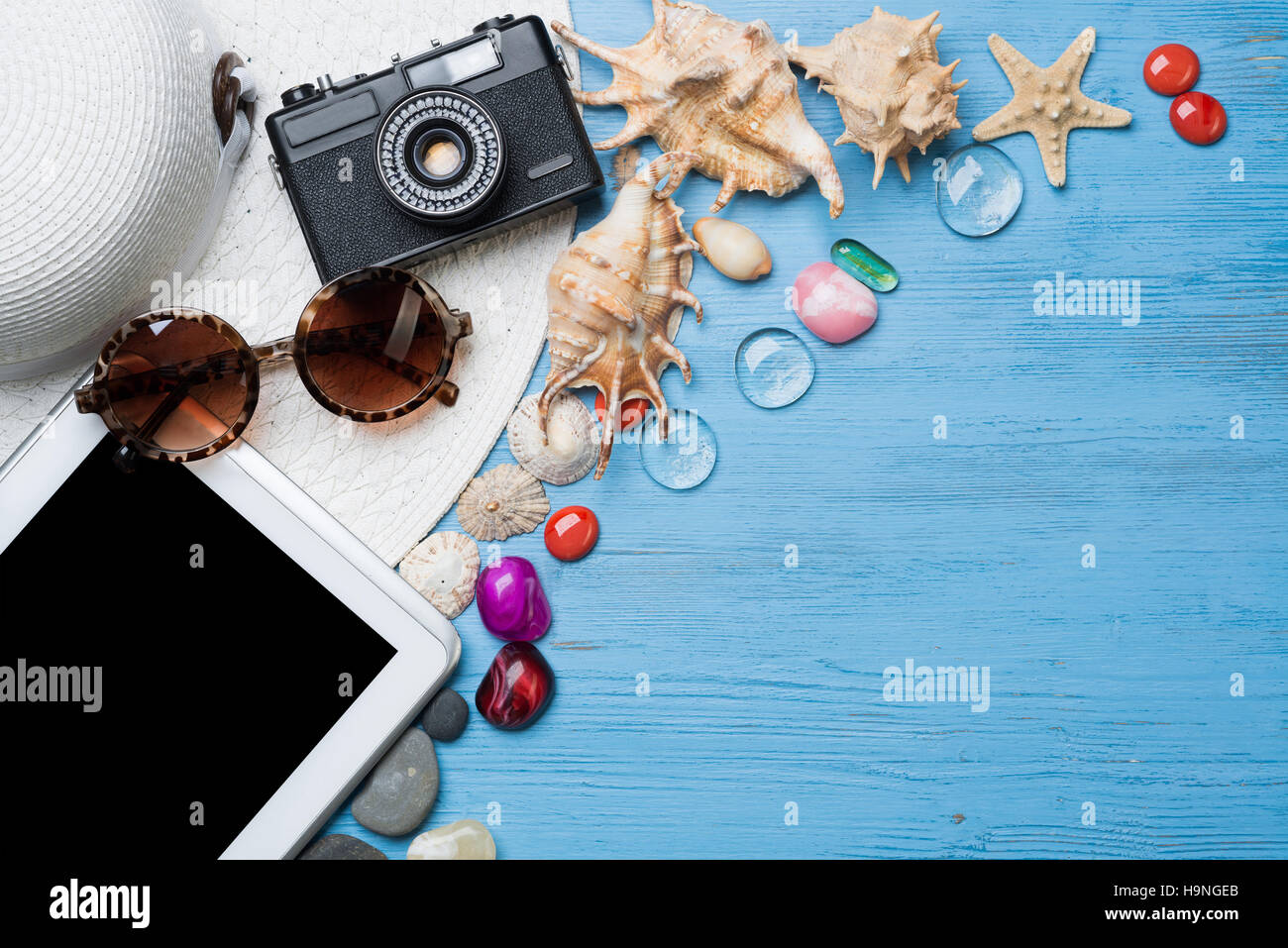 Summer objects for vacation Stock Photo - Alamy