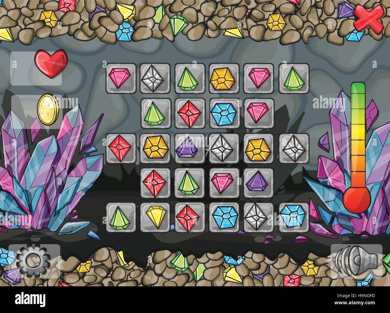 Illustration and examples of screens, buttons for computer games and ...