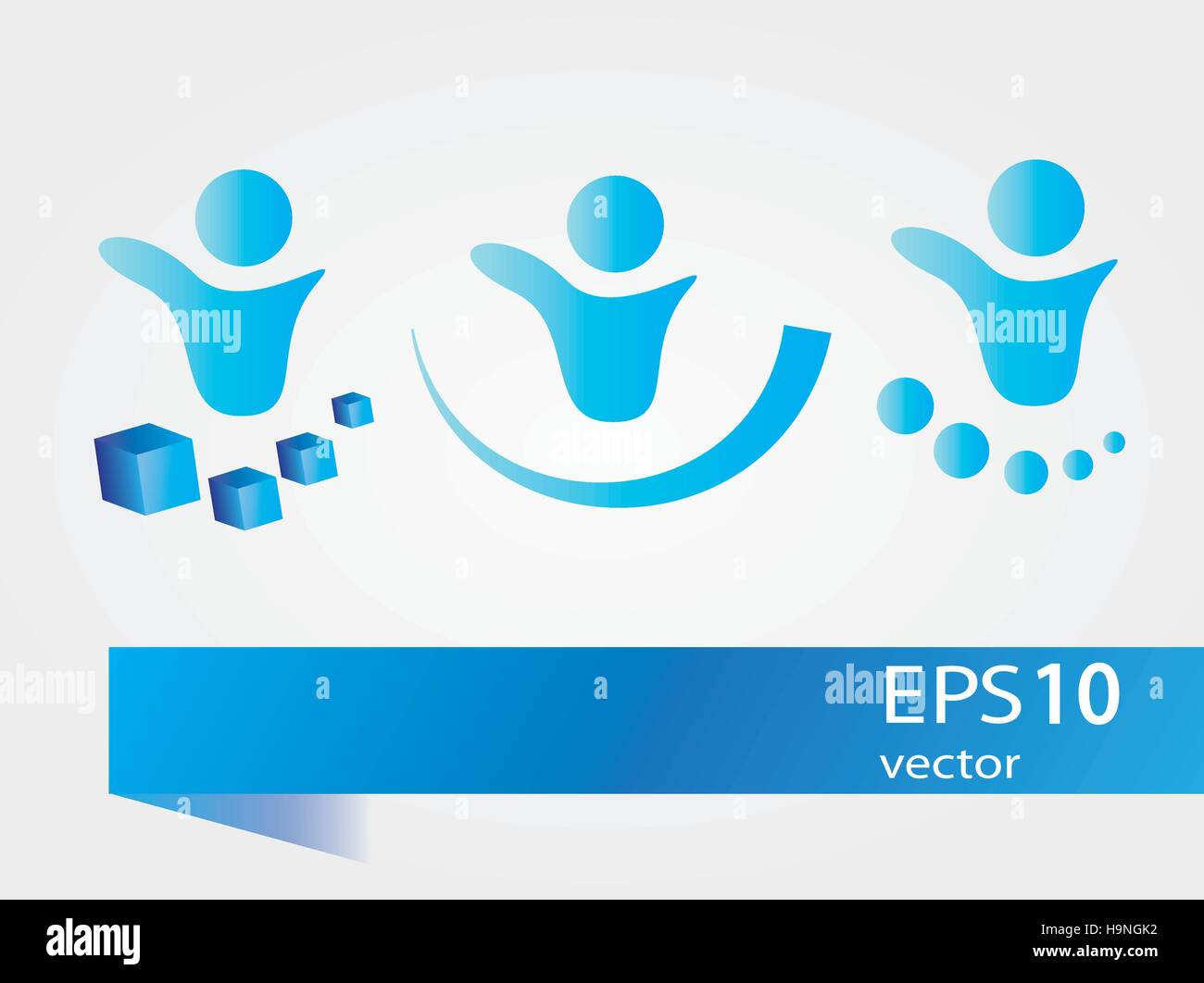abstract people symbols in blue color, vector set collection Stock ...