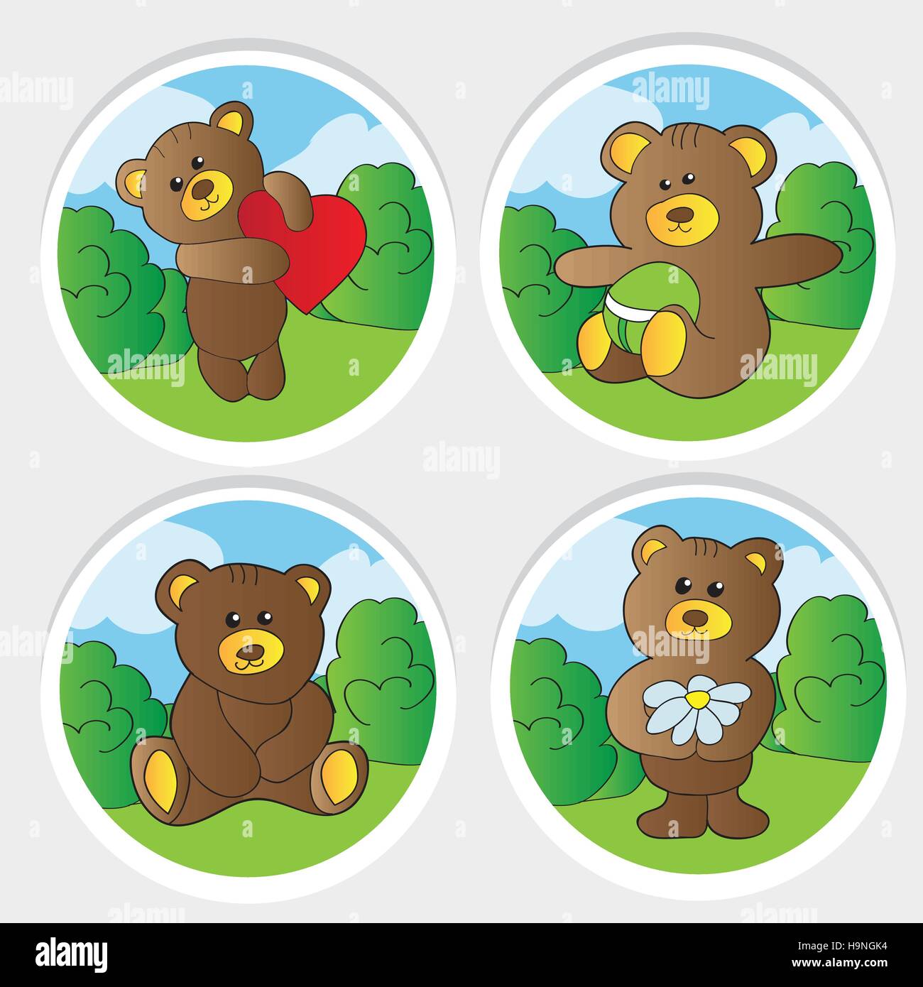cute teddy bears collection - vector stickers for design Stock Vector ...