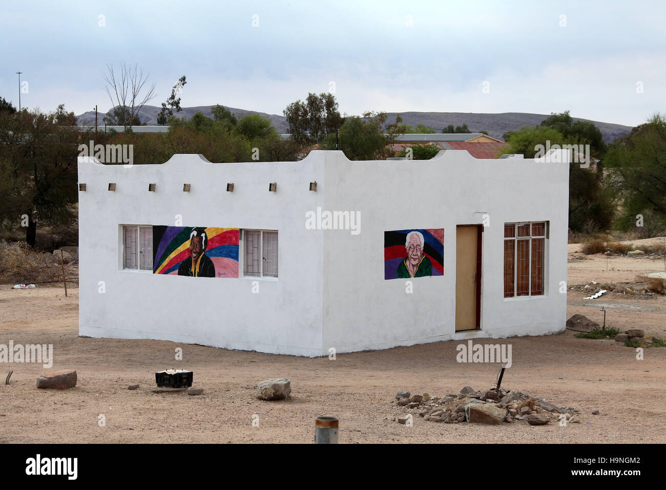 Murals painted on a house at Pofadder in the Northern Cape Stock Photo ...
