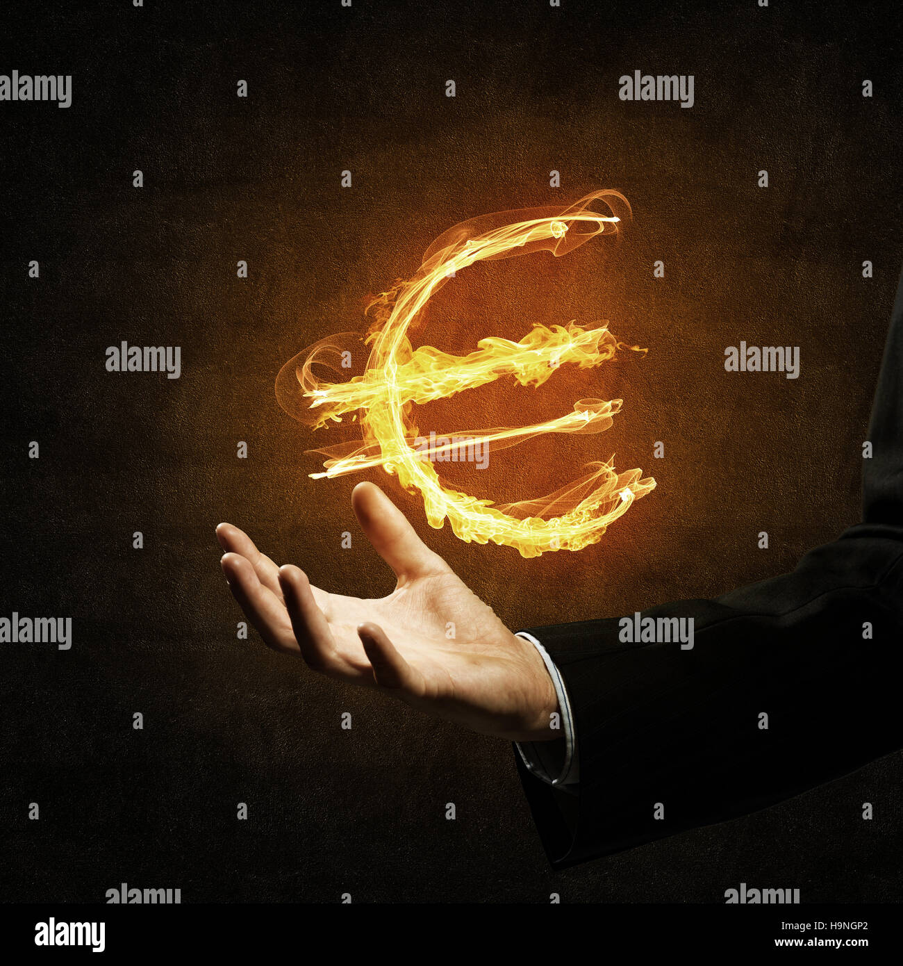 Euro currency fire symbol Stock Photo - Alamy