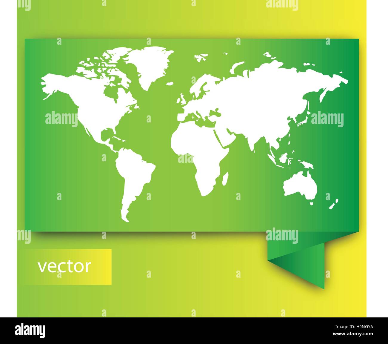 Paper World map on green - vector illustration Stock Vector Image & Art ...