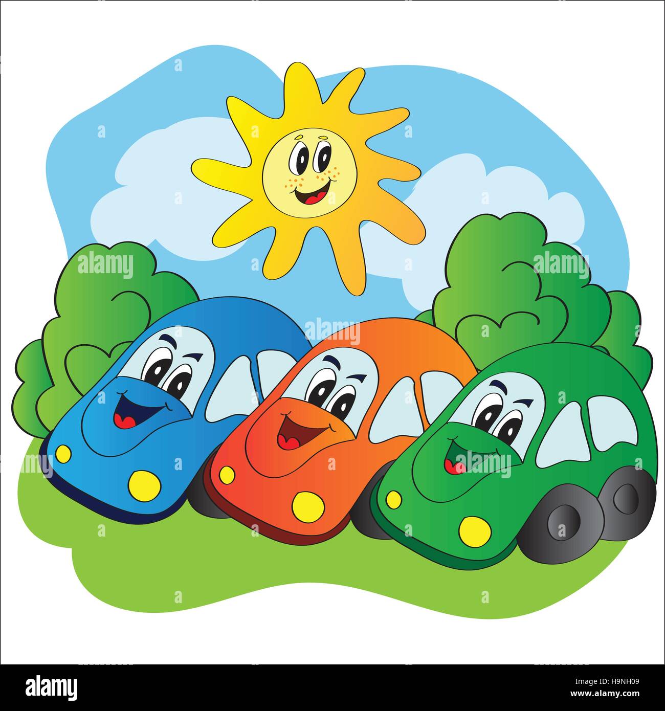 Vector bright illustration with cars for your design Stock Vector Image ...