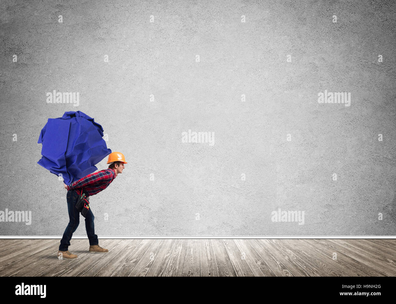 Engineer man carry load Stock Photo - Alamy