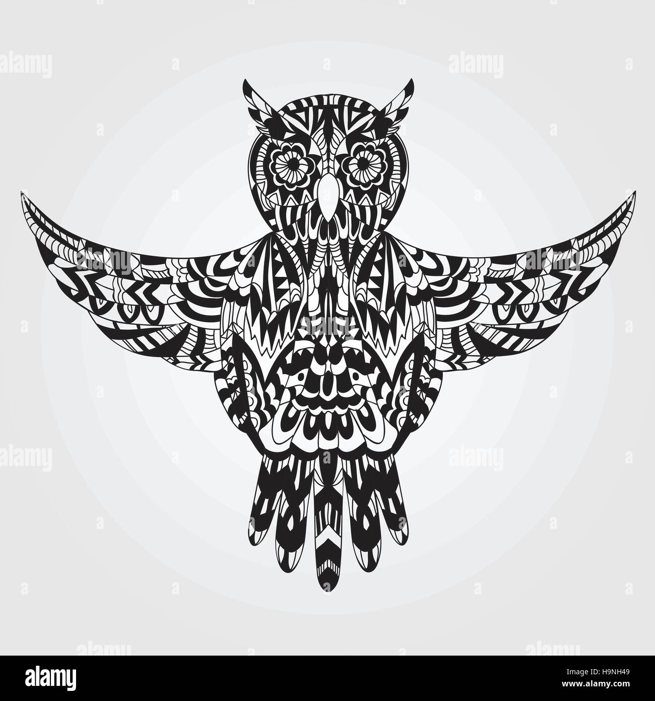 Ornamental hand drawn owl - Vector illustration - doodle style Stock ...