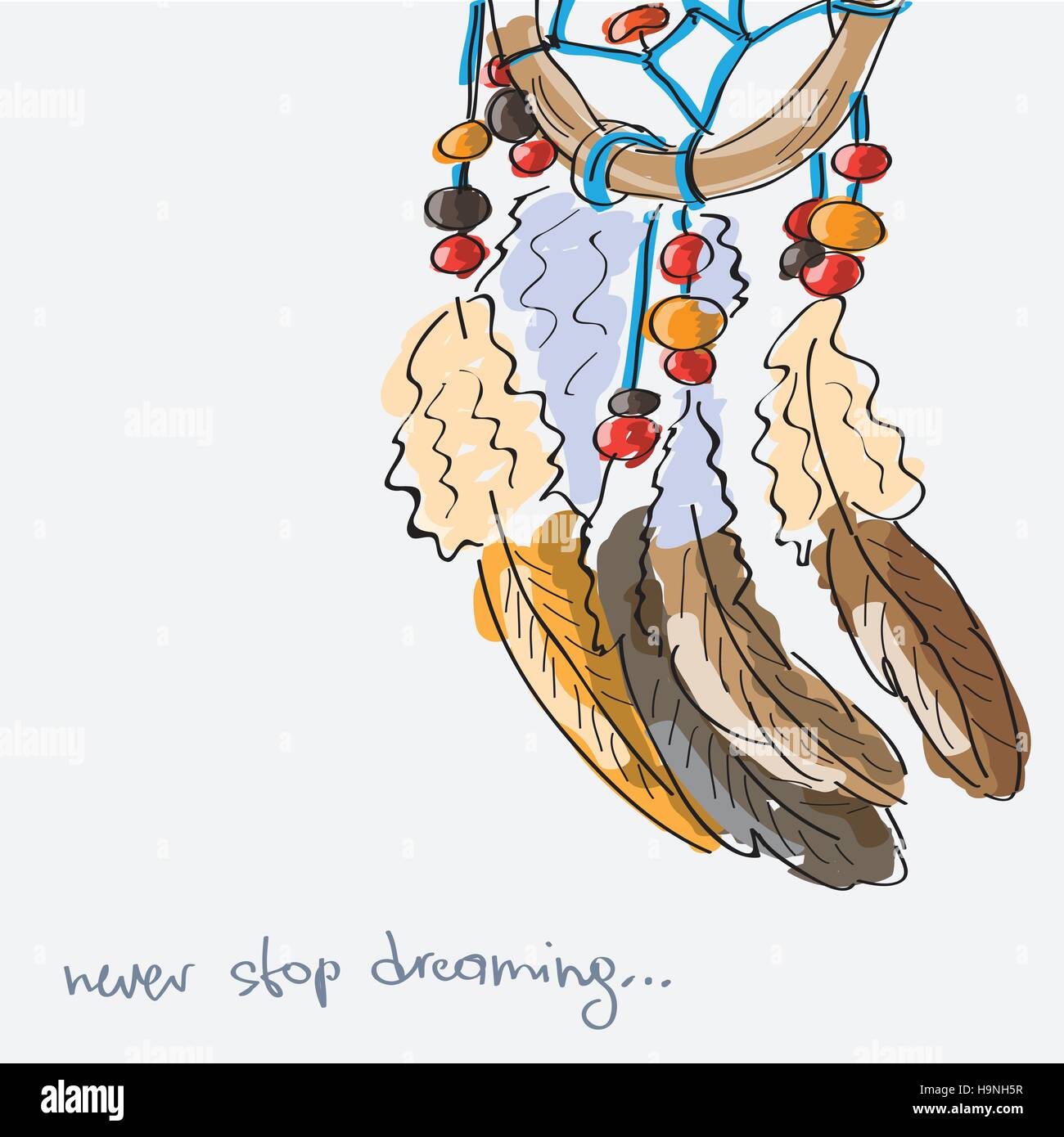 Dream catcher hand drawn vector illustration - doodle style Stock ...