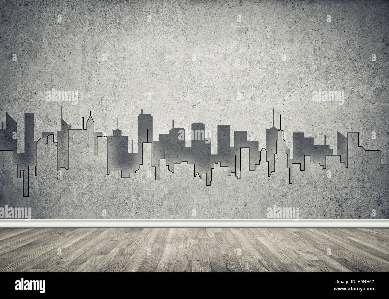 City design on wall Stock Photo - Alamy