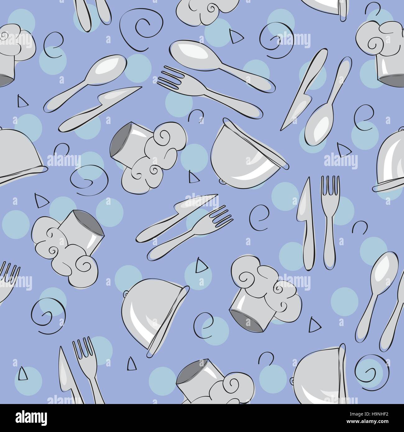 hand drawn seamless kitchen pattern - vector illustration Stock Vector ...