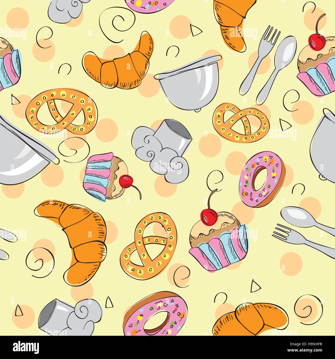 Food seamless hand drawn background - vector illustration Stock Vector ...