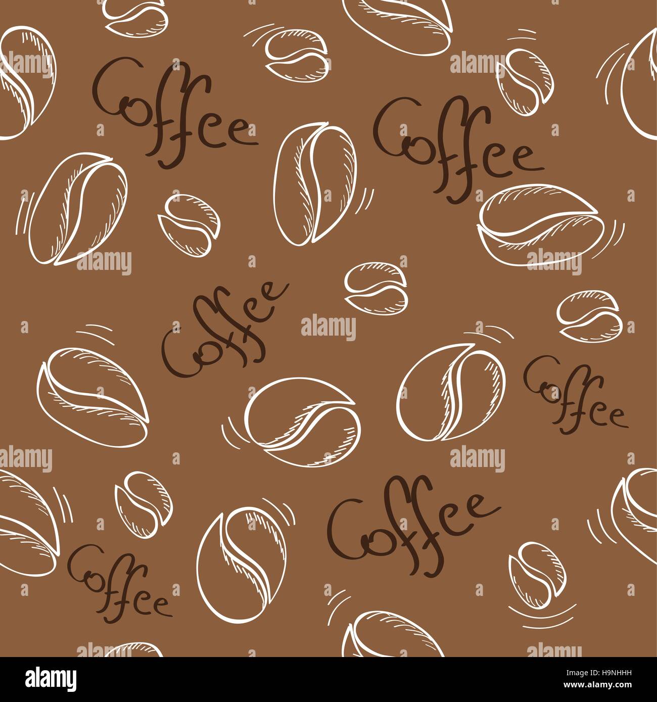 hand-drawn coffee beans seamless pattern - vector illustration Stock ...
