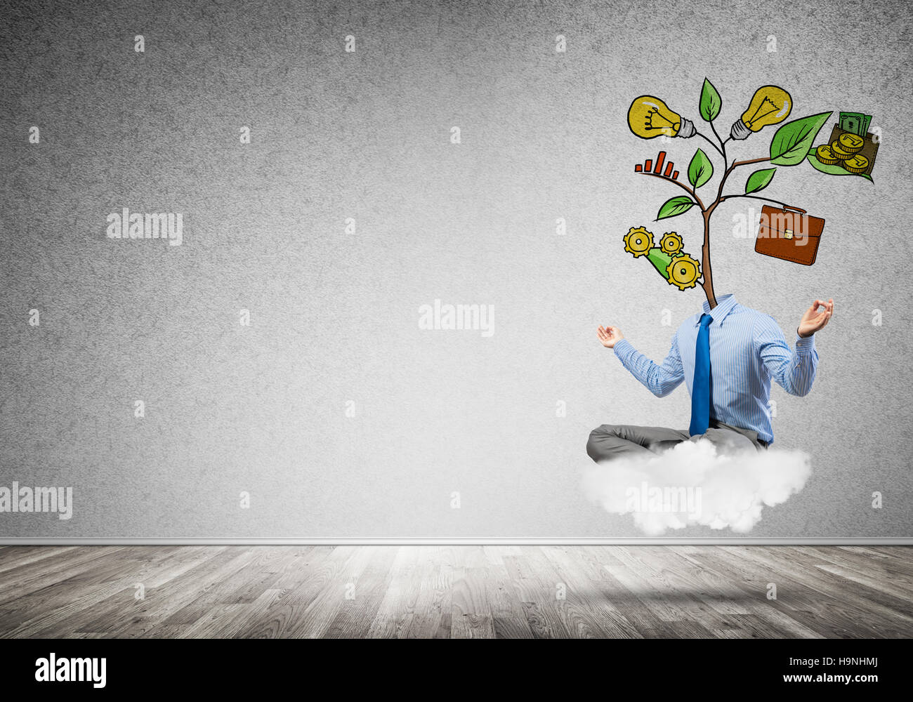 Headless businessman meditating Stock Photo - Alamy