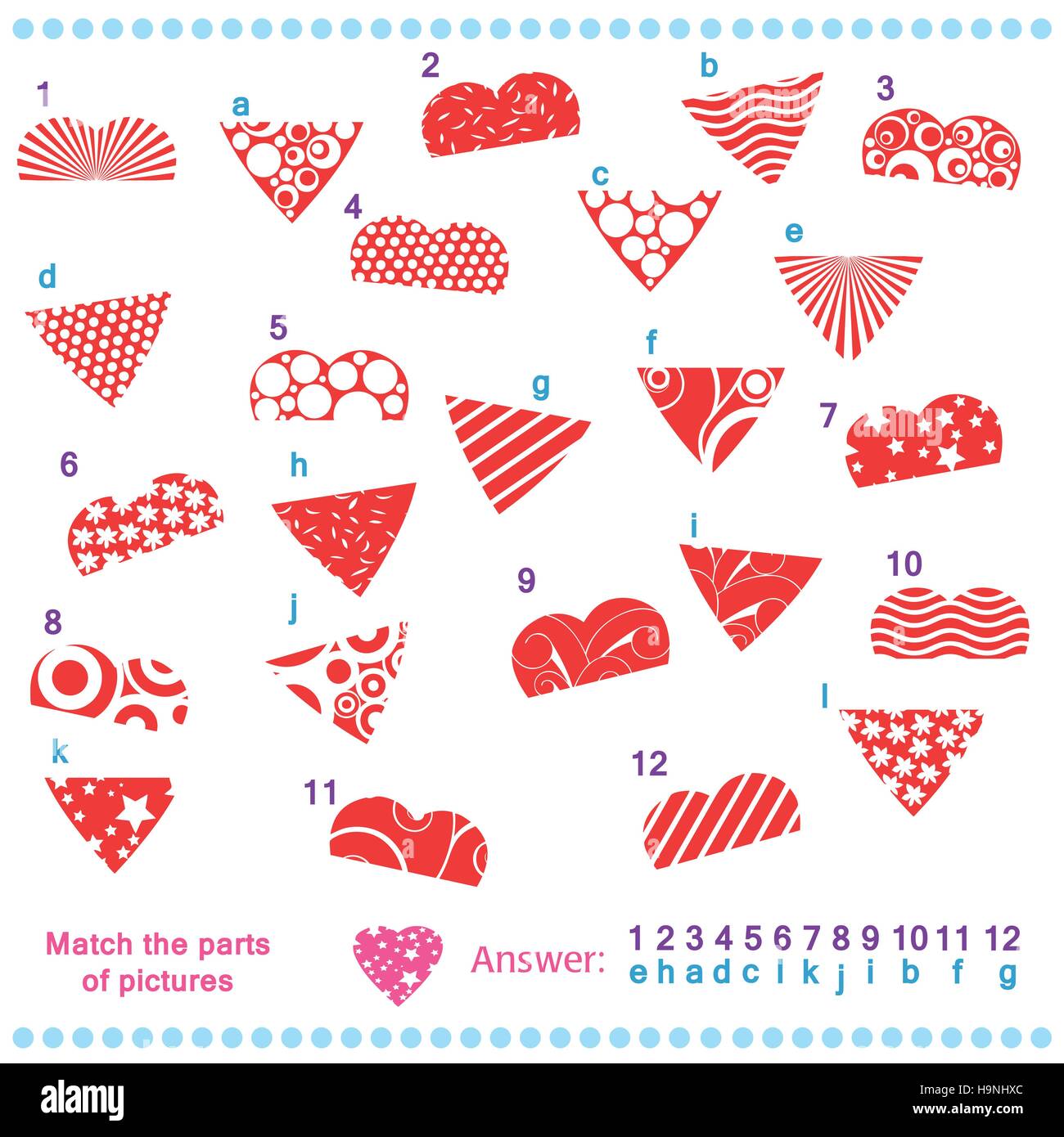 Match the parts of pictures of vector hearts Stock Vector Image & Art ...