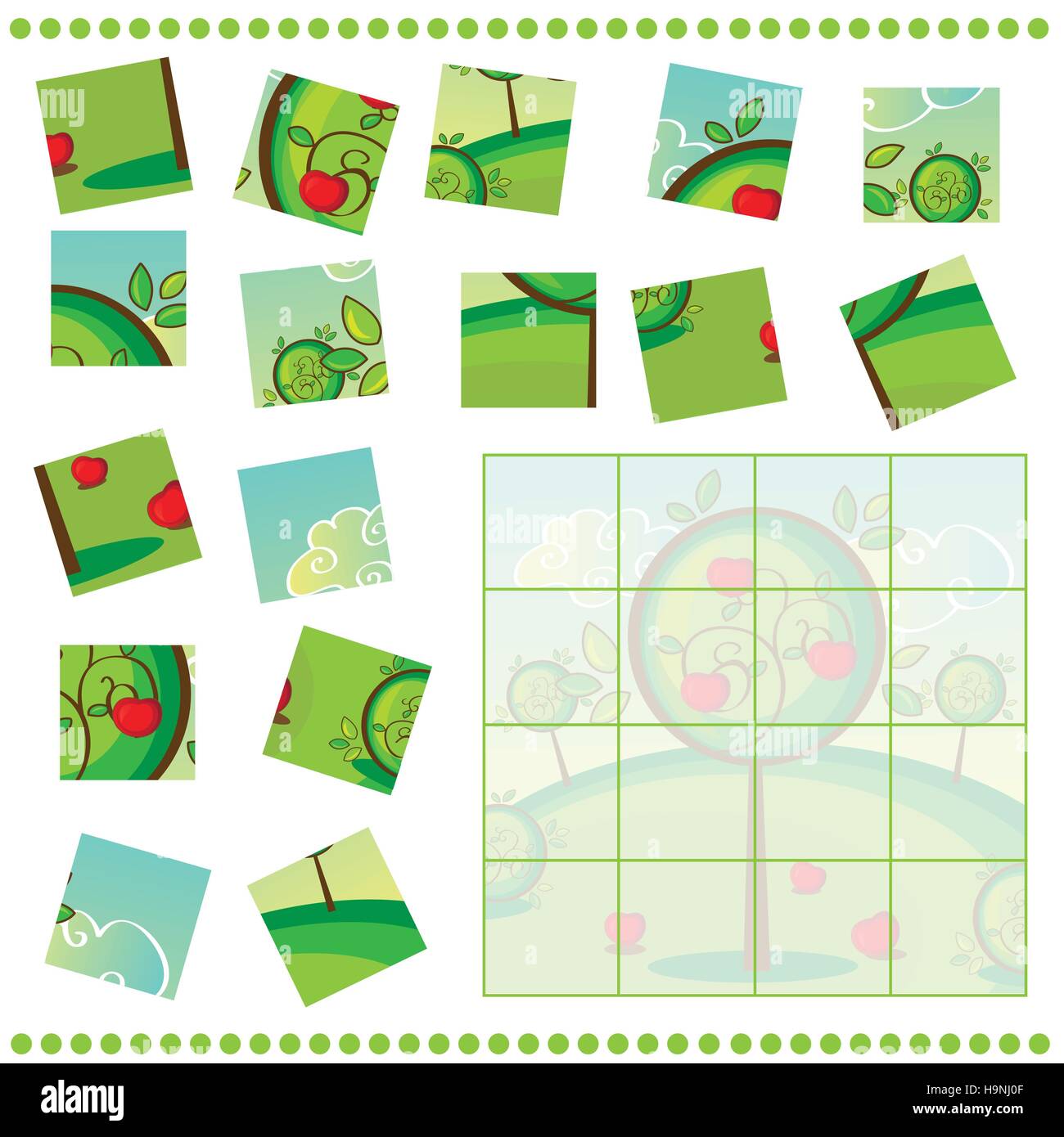 Jigsaw Puzzle game for Children with apple tree Stock Vector Image ...