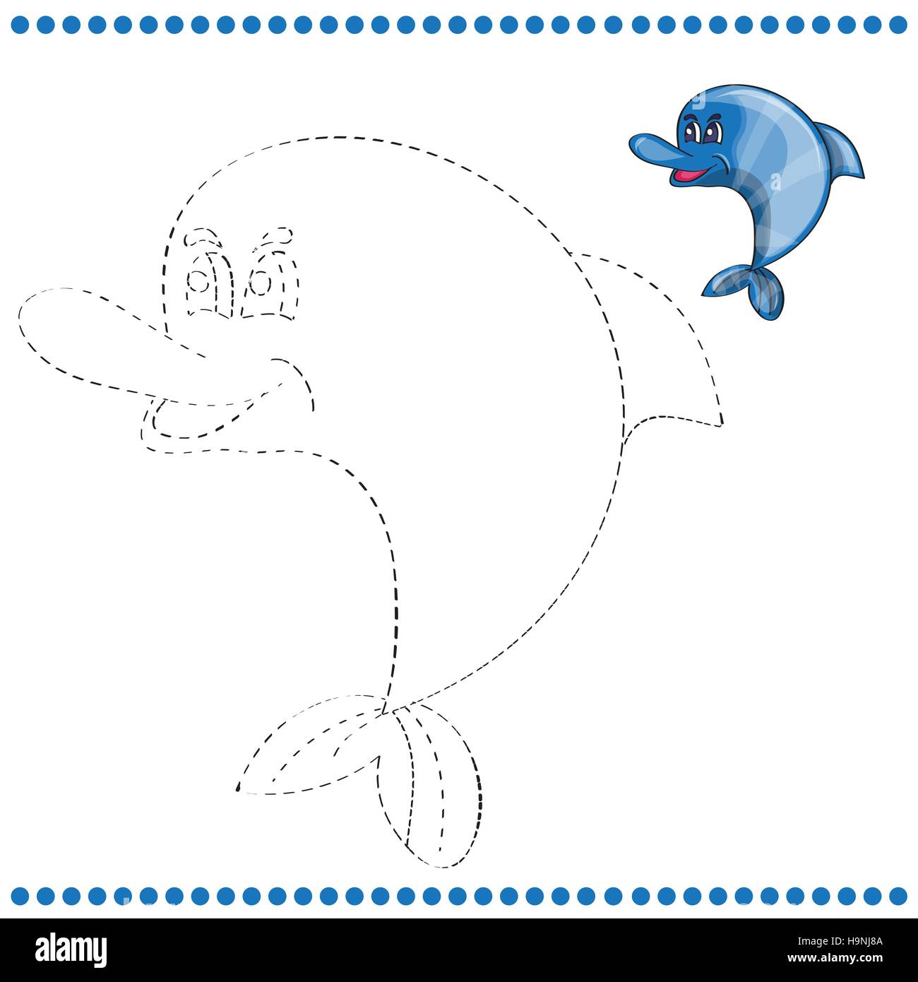 Connect the dots and coloring page with funny dolphin Stock Vector ...