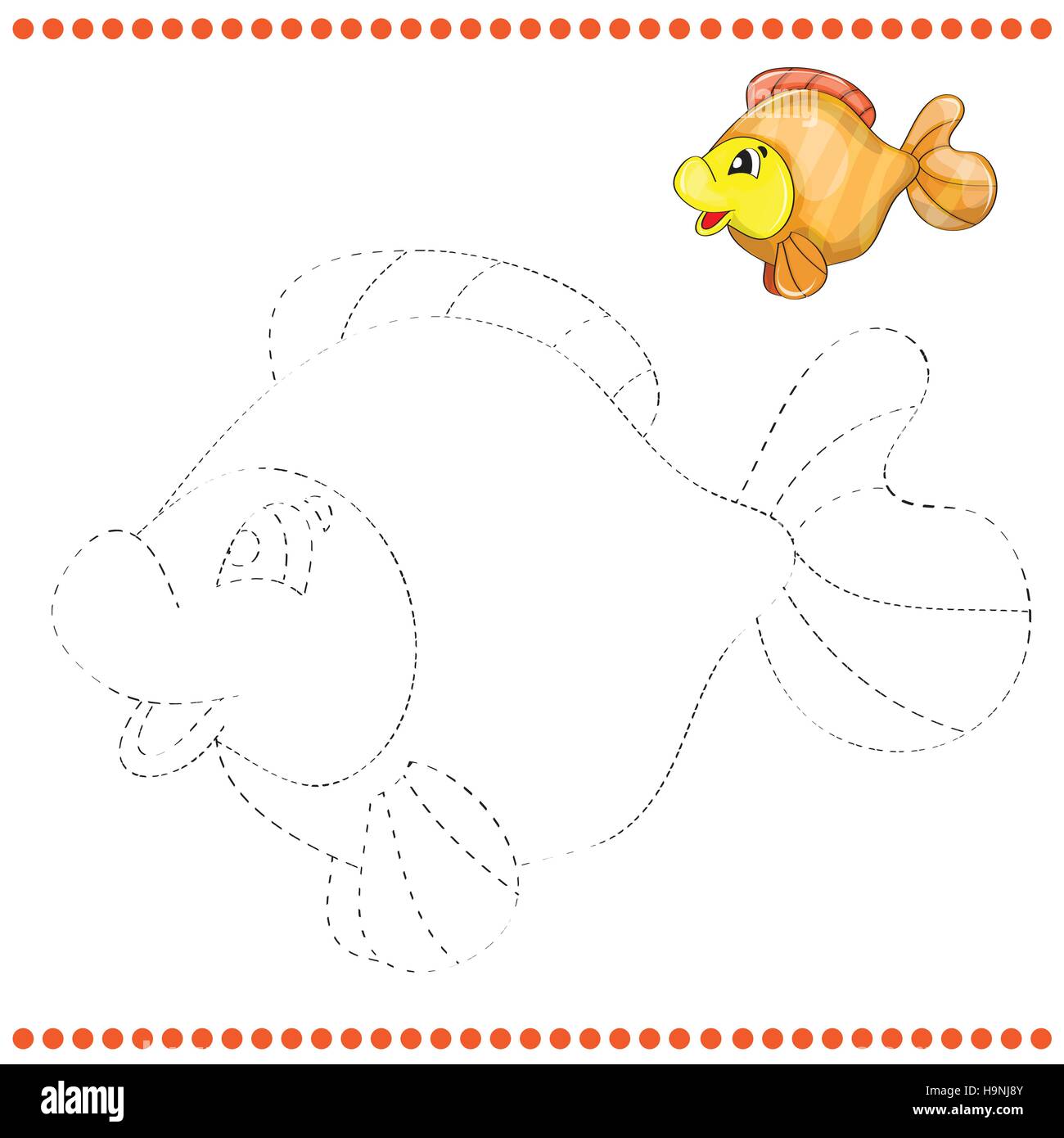 Connect the dots and coloring page with funny fish Stock Vector Image ...