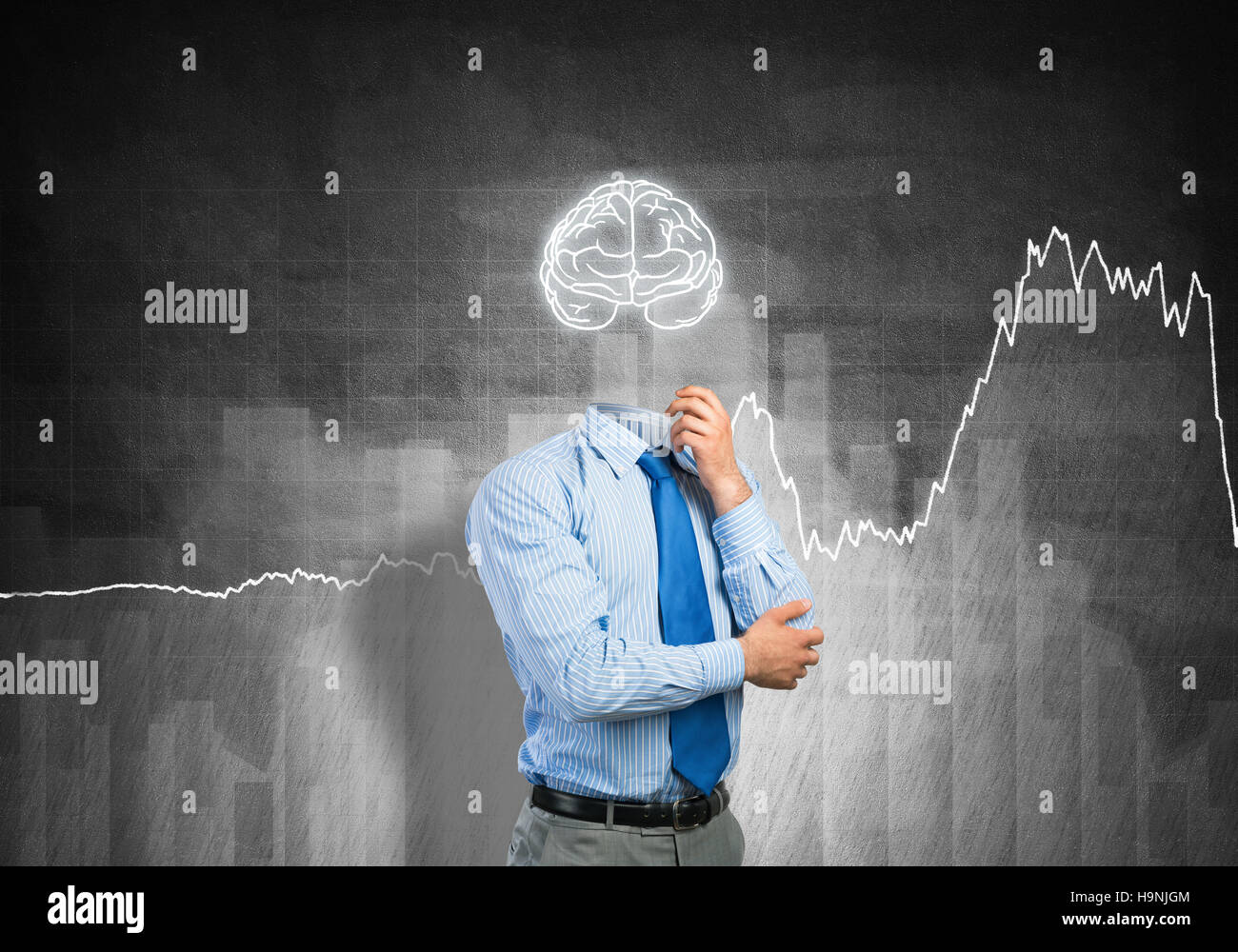 Brain headed businessman Stock Photo - Alamy