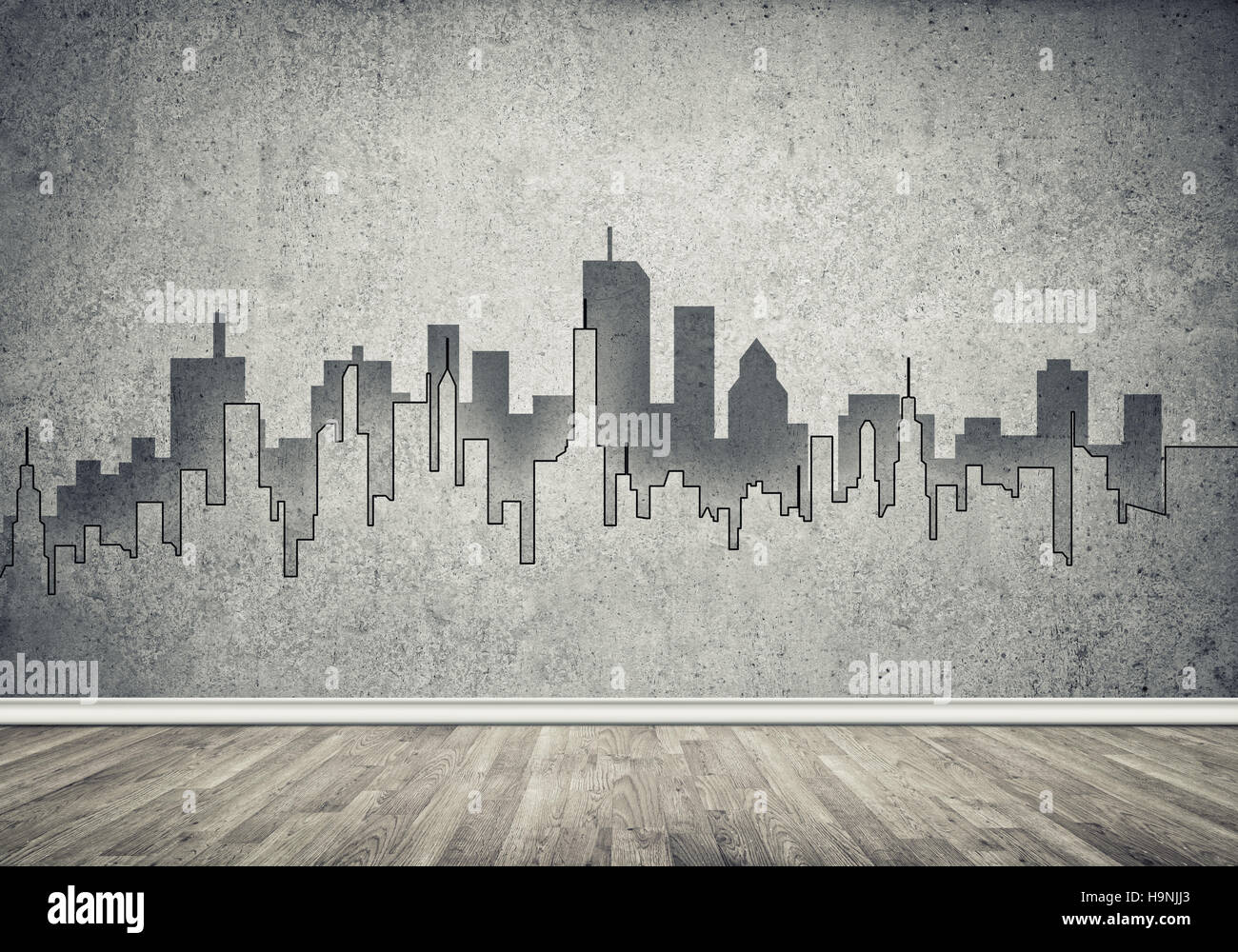 City design on wall Stock Photo - Alamy
