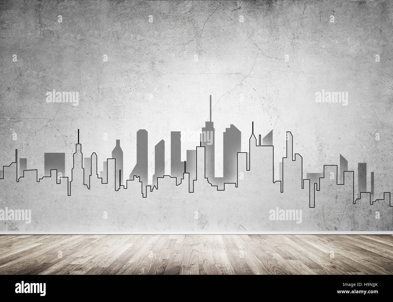 City design on wall Stock Photo - Alamy