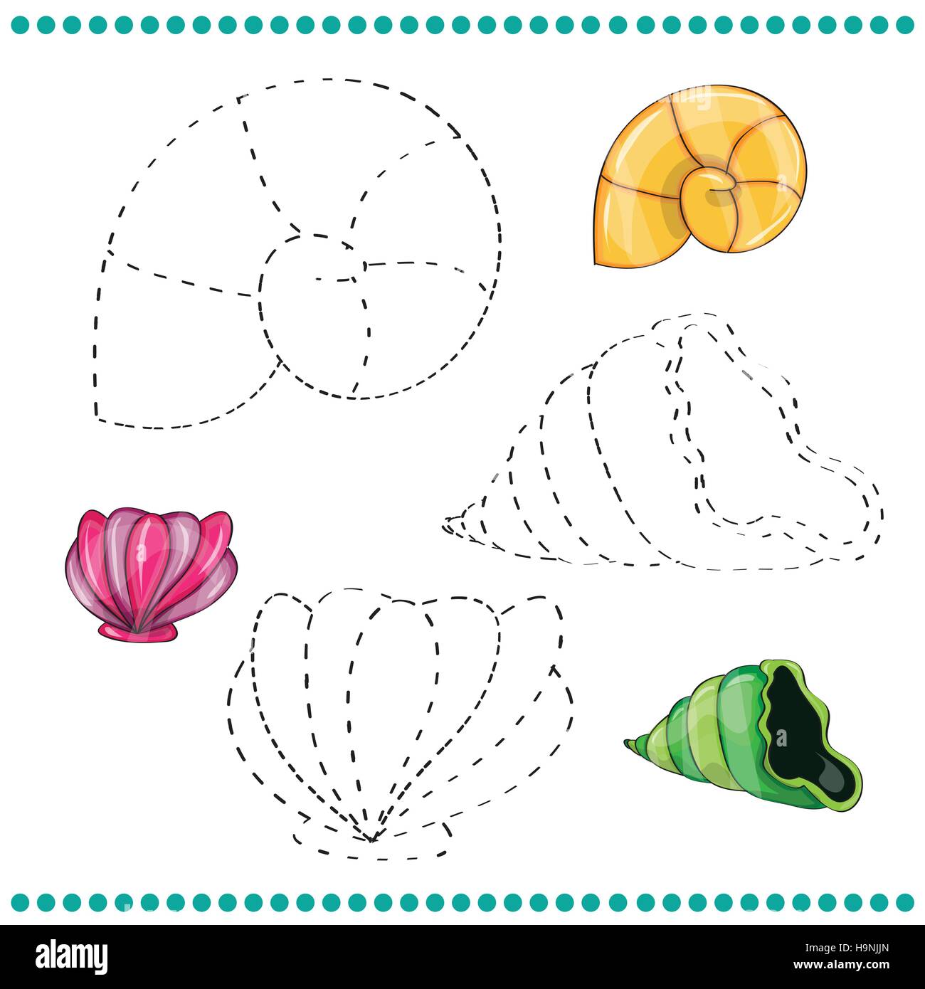 Connect the dots and coloring page with shells Stock Vector Image & Art ...