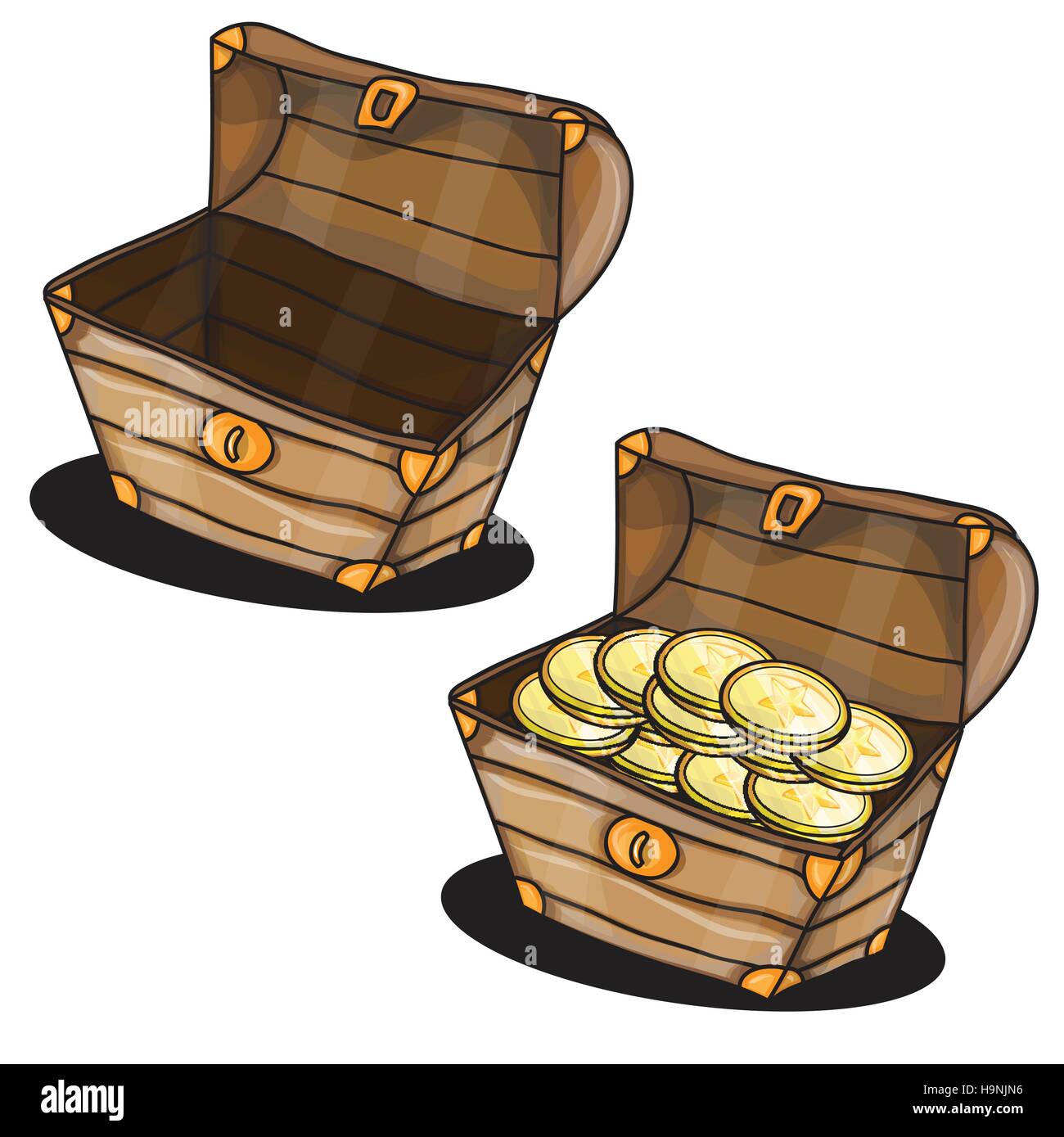 Cartoon two chests with coins isolated vector Stock Vector Image & Art ...