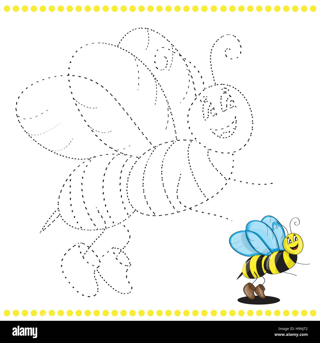 Connect the dots and coloring page - bee Stock Vector Image & Art - Alamy