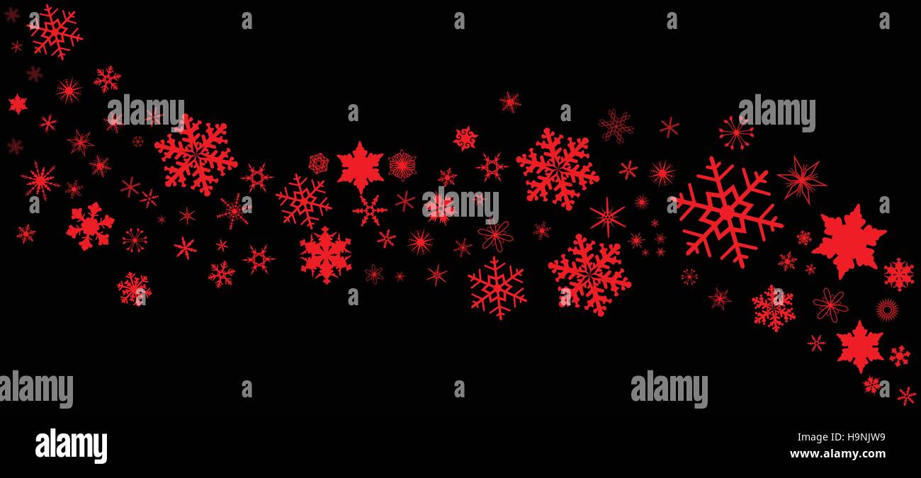 A banner of snowflakes in red over a black background Stock Vector ...