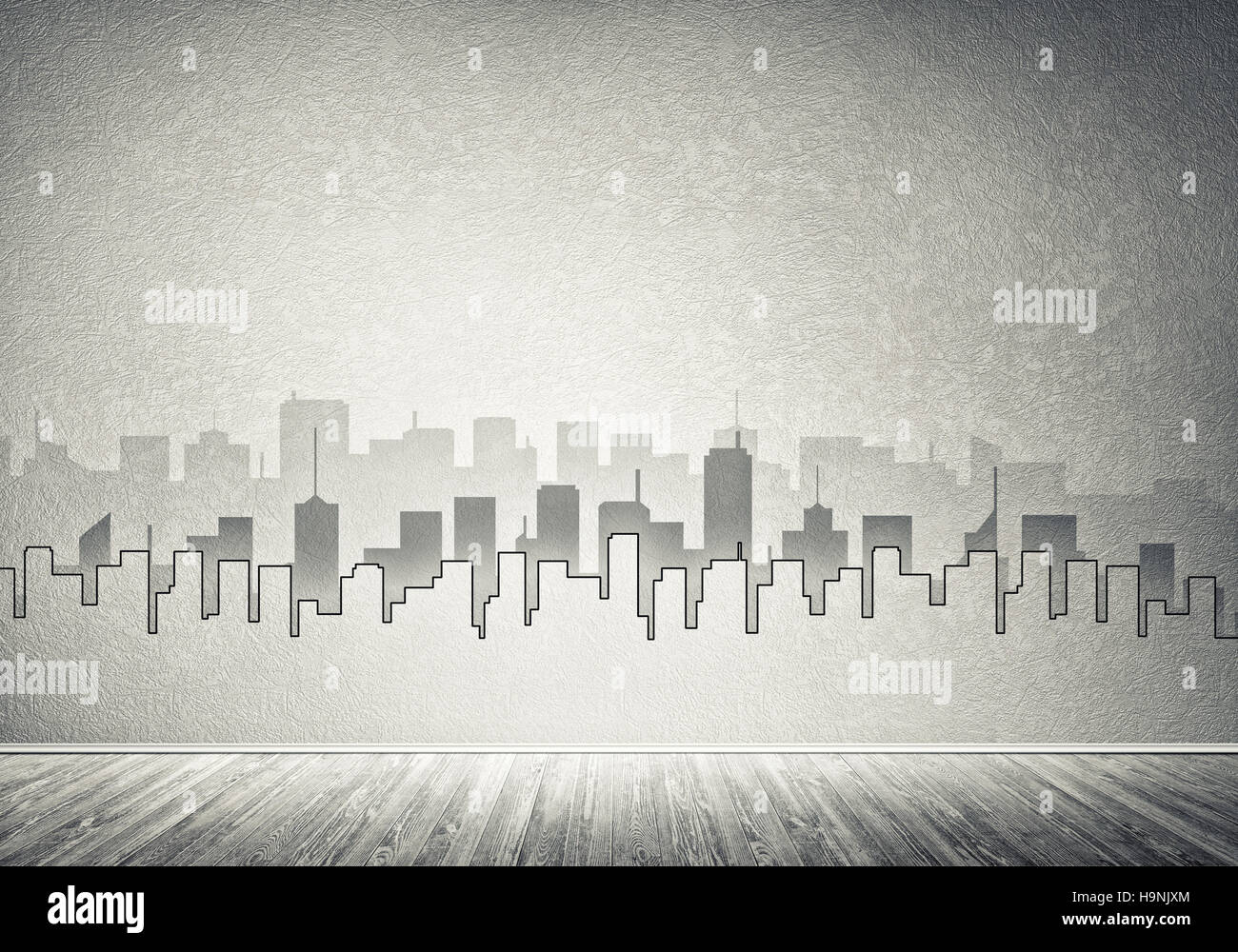 City design on wall Stock Photo - Alamy