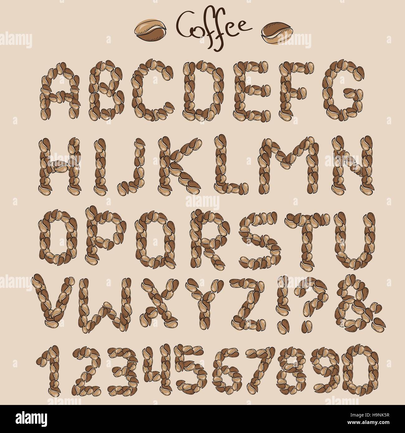 Letters from coffee grains - isolated, vector illustration Stock Vector ...